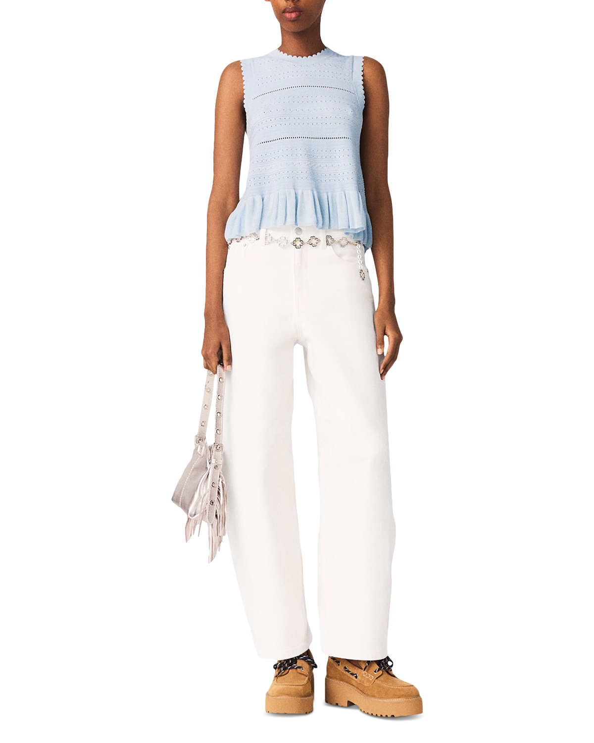 MAJE Ruffled Knit Top